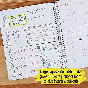 Five Star Interactive Notetaking Spiral Notebooks, 3 Pack, 1 Subject, College Ruled Paper, 11" x 8-1/2", 100 Sheets, Customizable Cover, Black, Green, Purple (820041-ECM)