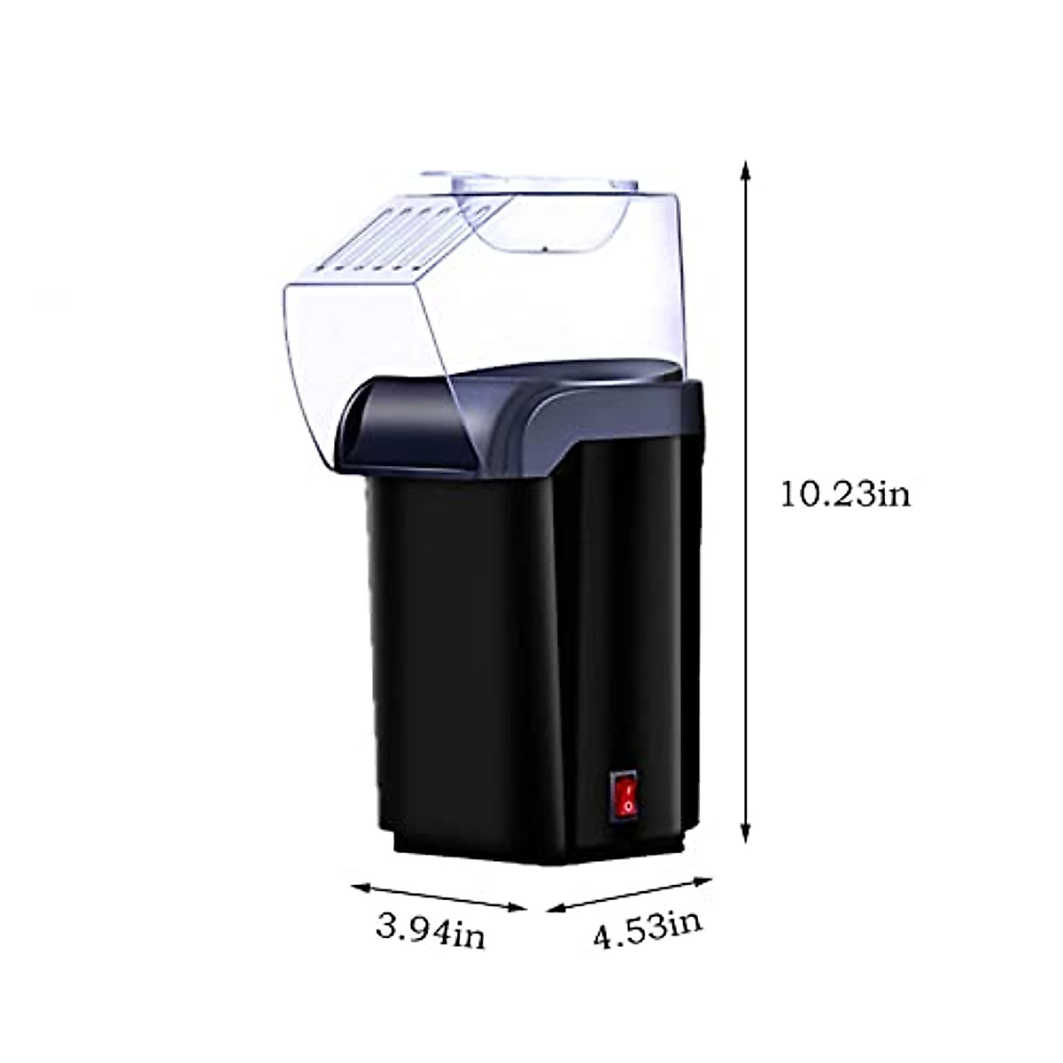 Hot Air Popcorn Popcorn Maker, Electric Popcorn Maker with Measuring Spoon Free Small Popcorn Maker No Oil Fast Air Popped Popcorn Maker for Watching Party Movies & Football Match (Black)