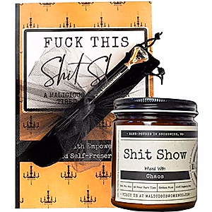 Malicious Women Candle Co - Shit Show Gift Box Includes a Fuck This Shit Show - A Journal, Bling Pen, & Shit Show Candle - Infused with Chaos, Branded Malicious Gift Set Box