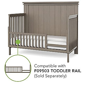 Denman 4-in-1 Convertible Crib, Modern Contemporary Baby Crib Converts to Toddler Bed, Day Bed and Full-Size Bed, 3 Adjustable Mattress Heights (Crescent Gray)