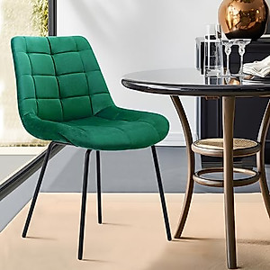 NicBex Velvet Dining Chairs, Upholstered Reception Chairs, Tufted Accent Chair with Metal Legs for Home Kitchen, Living Room, Set of 2, Green
