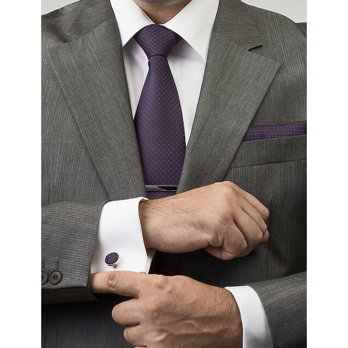 Premium Men’s Gift Tie Set Silky Necktie Pocket Squares Tie Clips Cufflinks For Men Multicolored