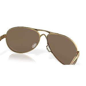 Oakley Women's OO4079 Feedback Aviator Sunglasses, Polished Gold/Prizm Rose Gold Polarized, 59 mm