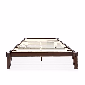 Bme Chalipa 14” Queen Bed Frame, Solid Wood Platform, Japanese Joinery, Wood Slat Support, No Box Spring, Easy Assembly, Minimalist and Modern Style, Walnut
