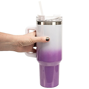 Elanze Designs Octopus Ocean Creature Sunglasses 40 oz. Stainless Steel, Large Water Bottle Coffee Mug, Spill & Leak Resistant, Thermal Travel Tumbler with Handle, Lid & Straw, White & Purple