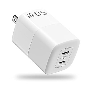 50W USB C Wall Charger, 2-Port GaN III Type C Charger, PPS 48W Fast Charging Block for iPhone 14/14 Plus/14 Pro/14 Pro Max/13/12/11, Galaxy, Pixel, iPad/iPad Mini and Laptops(Cable Not Included)