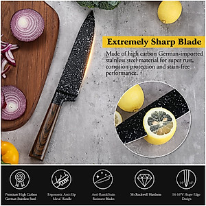 Vvwgkpk 12-Piece Kitchen Knife Set with Wooden Block,Professional Chef Knife Sets with steak knives,High Carbon German Stainless Steel Knife with Japanese Designed Wooden Pattern Stainless Handle