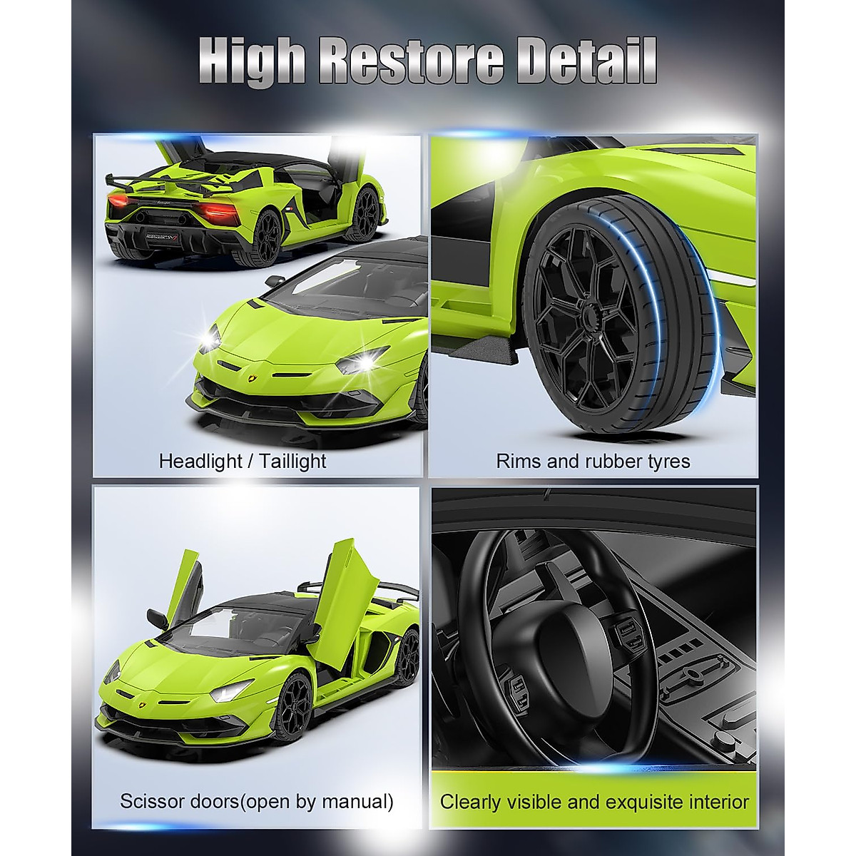 AEROQUEST Lamborghini Remote Control Car, Officially Licensed 1:14 Lambo RC Car 7.4V 500mAh with 15km/h Fast Model Car Toys for Adults Boys Girls Birthday Ideas Gift, Green