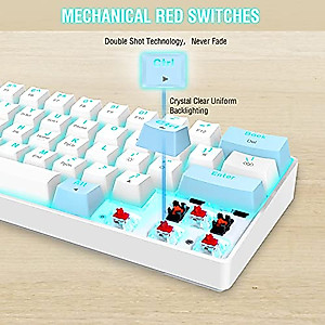 EDJO Bluetooth Mechanical Keyboard 60%, Wireless/Wired Red Switches Mechanical Gaming Keyboard with Backlit, Ultra-Compact 60 Percent Computer Keyboard for Windows, Mac OS