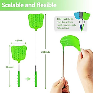 Trism 3-Piece Fly Swatter Set - Extendable Stainless Steel Handle, Flexible and Durable for Home, Garden, Classroom, and Office