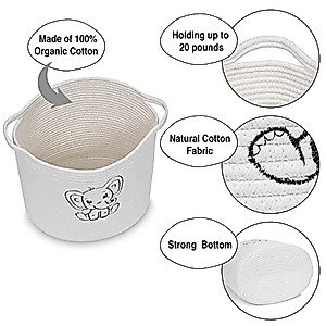 OHTY - Nursery Baby Basket with Cute Elephant, Toy Basket, Nursery Basket, Blanket Basket, 14”x11”x12 (White)