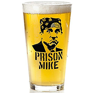 Vivid Ventures Prison Mike Beer Glass - The Office Merchandise | Funny Mug for Men and Women - Michael Scott Beer Glass
