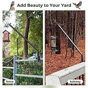 Kingsyard Heavy Duty Deck Hook, 39 Inch, Adjustable Metal Deck Railling Hooks for Hanging Bird Feeders, Planters, Suet Baskets, Lanterns, Wind Chimes, Black
