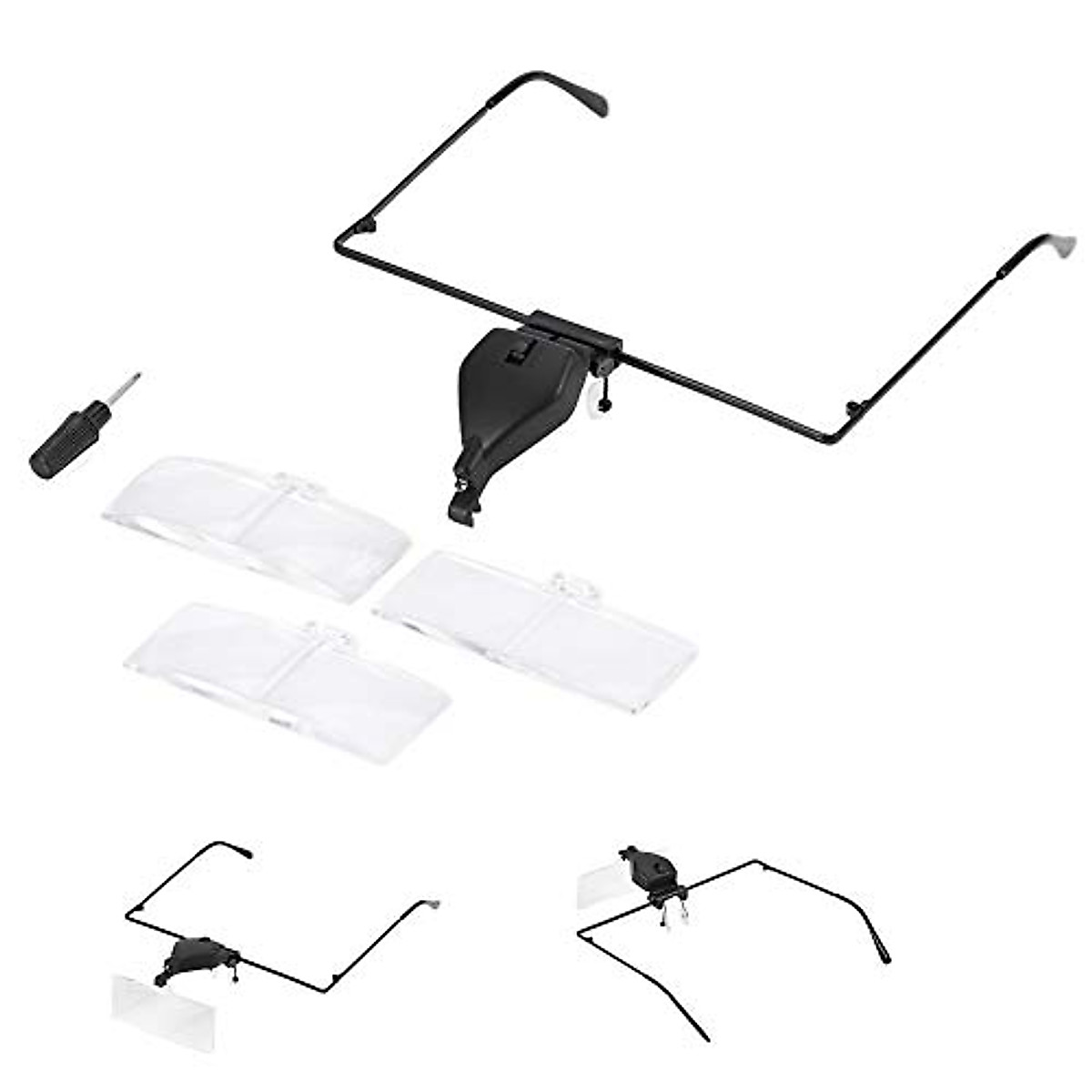 Magnifier Glasses w/LED Light for Lash Extensions - 3 Lenses Magnifier Spectacles 1.5X 2.5X 3.5X Eyeglass LED Magnifier Hands Free Head Eyelash Extension Magnifying Glass