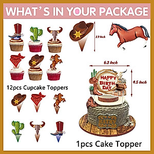 Western Cowgirl Party Supplies Including Horse Theme Happy Birthday Banner, Horse Hanging Swirls, Cake Toppers, Horse Balloon and Horse-Shaped Balloons for Horse Racing Party Retro Horse Rodeo Party