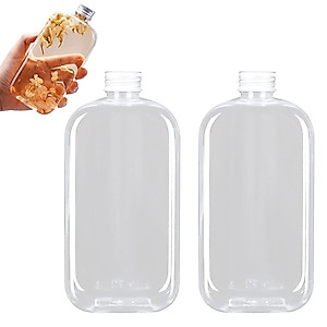 TOPJINZHIONE 2 Pack 300ml Clear Juice Bottles Plastic Juice Bottles with Tamper Seal Lids Reusable Square Drink Containers for Storing Homemade Beverages