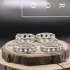 CJIAYUJEW 16PCS Chain Rings Gothic Punk Chain Finger Ring Set for Women Men,Vintage Silver Emo Rings Cross Butterfly Knuckle Ring