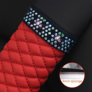 AICEL 2 Pcs Auto Seat Belt Cover, Sparkling Rhinestone Shoulder Strap for a More Comfortable Driving, Harness Pads Protect Your Neck, Accessories Compatible with All Cars and Backpack (Red)