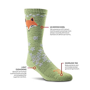 Farm to Feet Women's Emeryville Lightweight Crew Socks, Mosstone, Medium