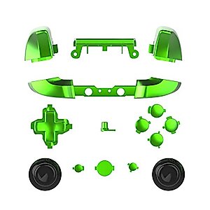 Chrome Color ABXY Dpad Triggers Full Buttons Set Mod Kits for Xbox One Slim / xbox one S Controller with Screwdriver (Torx T6 T8) Set (Chrome Green)