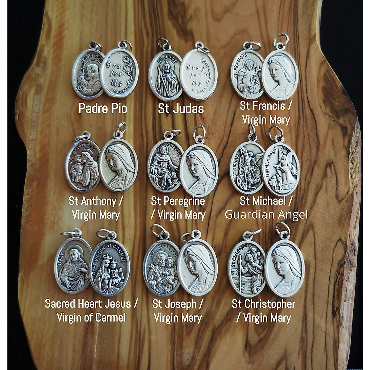 Custom Backpack Name Tags with Catholic Saint Medals - Personalized Bag Nametag