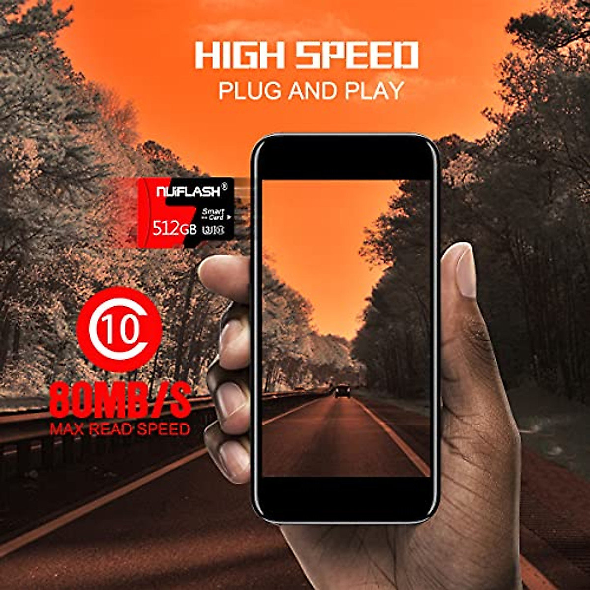 Micro Memory SD Cards 512GB TF Card with Free SD Card Adapter Class 10 High Speed 512GB Memory Card 512GB for Dash Cams Action Camera,Surveillance&Security Cams 512GB