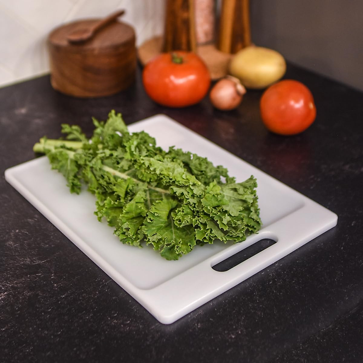 Dexas NSF Polysafe Cutting Board with Handle, 8.5 by 11 inches, White