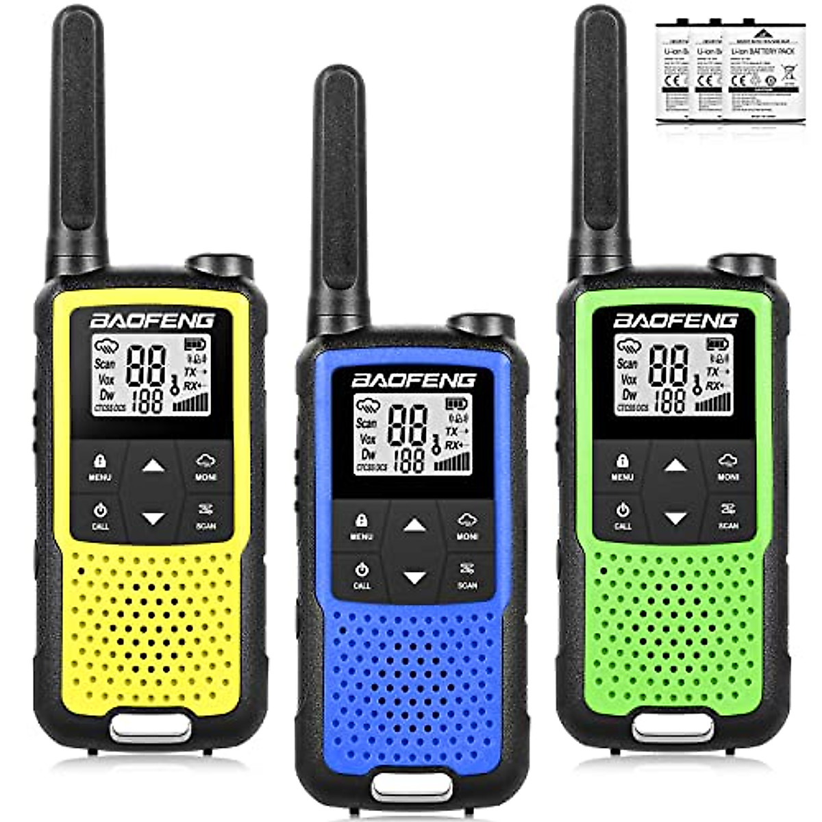 Walkie Talkies for Adults Long Range, BaoFeng Two Way Radio walkie-talkies 3 Pack Rechargeable Li-ion Batteries, 3 Miles 22 Channels USB Type-C Charger Auto Squelch for Biking Camping Hiking