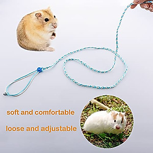 3 Pack Adjustable Hamster Leash Harness with Bell for Lead Walking Pet Hamster Gerbil Rat Mouse Harness (Colors May Vary)