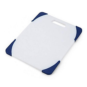 Farberware 8-by-10-Inch Poly Cutting Board with Blue Non-Slip Corners