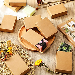 Gersoniel 100 Pcs Kraft Soap Boxes Packaging for Homemade Soap No Window Soap Boxes Empty Soap Boxes Soap Making Supplies for Party Favor Treats Wrapping Packaging, 3.8 x 2.8 x 1.2 Inch (Brown)