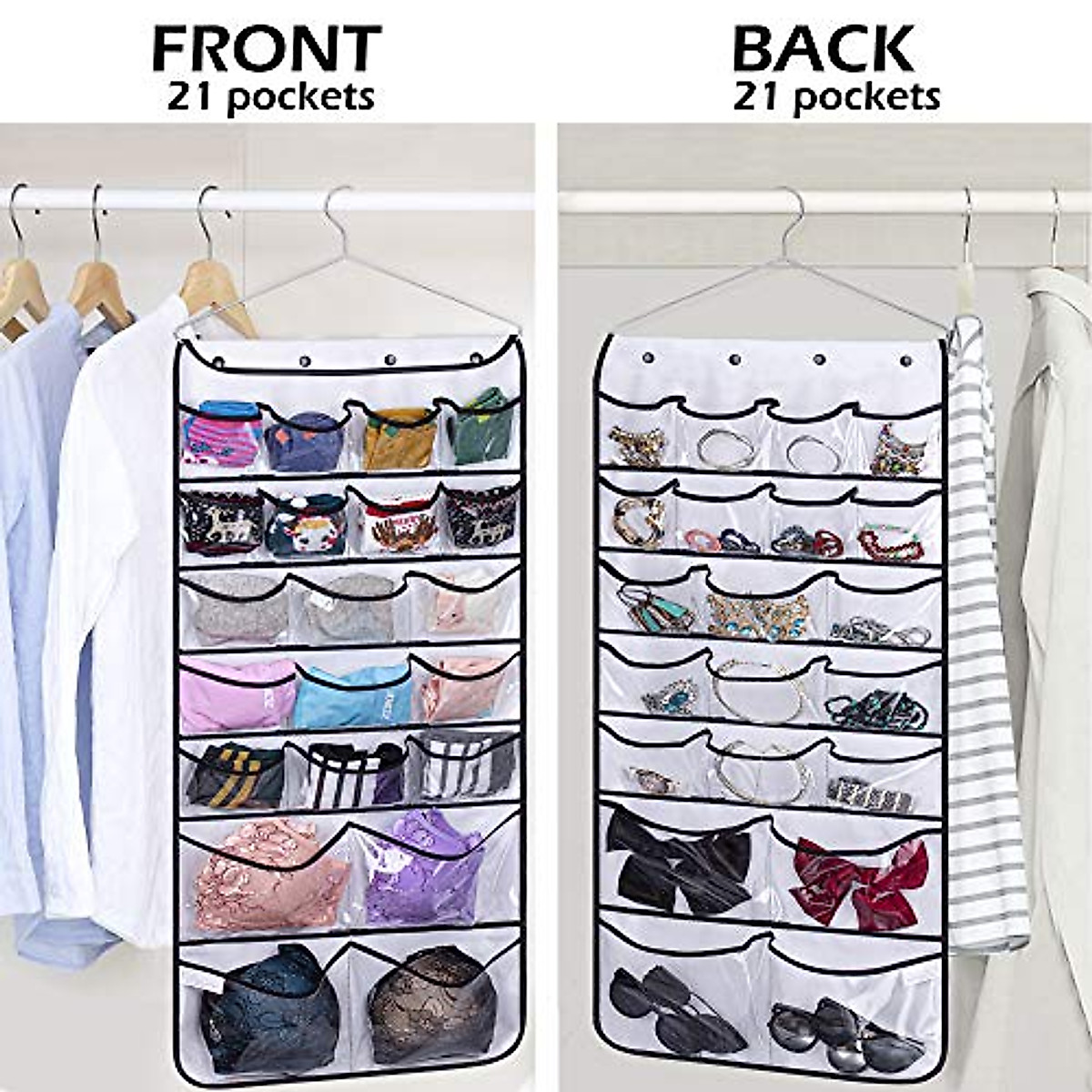 Misslo Hanging Closet Dual-Sided Organizers, 42 Pockets, 38.5 by 17.75-Inch