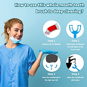 2 Packs Kids U Shaped Toothbrush, Toddler Toothbrush with Silicone Brush Head, Whole Mouth Toothbrush with Handle for Kids 2-6 Years (Pink +Blue), Blue,pink, U2-6