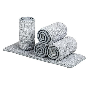 Heavy Duty Microfiber Floor Mop - Reusable Mop Head Kit, 6 Pack, 15 inch, Gray