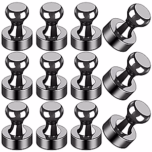 12Pcs Black Refrigerator Magnets Fridge Magnets,Small and Strong Magnets for Whiteboard, Strong Metal Magnets for Fridge, Whiteboard, Office, Classroom, Map, Kitchen