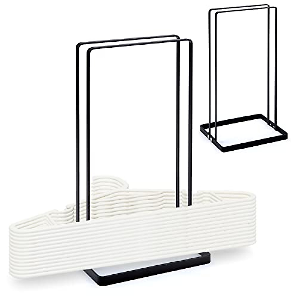 HAKDAY Portable Hanger Organizer Rack, 1PC Metal Hanger Stacker Black Hanger Caddy Hangers Storage for Closet Laundry Dry Cleaning Room