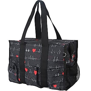 HoogaLife Nursing Waterproof Lightweight Tote Bag Large Shoulder Portable Bag for Nurse, Gym, Travel, Shopping, Beach (Black/L)