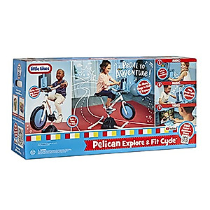 Little Tikes Pelican Explore & Fit Cycle Adjustable Play Fitness Exercise Equipment Stationary Bike with Videos and Built-in Bluetooth Speaker, For Kids Ages 3-7 Years, WHITE, BLUE