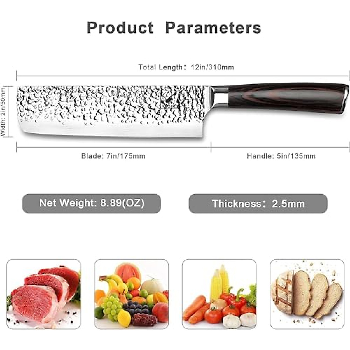 imarku Nakiri Knife, Vegetable Meat Cleaver Knife, Razor Sharp Chef Knife,7-inch SUS440A Ultimate Japanese Stainless Steel Kitchen Knife with Ergonomic Handle Gifts for Christmas