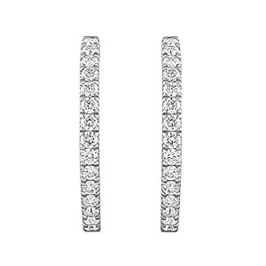 La4ve Diamonds 2.00 Carat Diamond Sterling Silver Hoop Earrings for Women,Inside Out Round Cut Pave Lab Grown Diamond Earings (J, VS-SI) Fine Jewelry for Girls, Gifts for Women