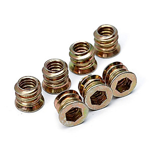 50 Pieces 1/4-20 Threaded Inserts for Wood Nutsert Furniture Screw-in Nut 10mm Length Hex Drive