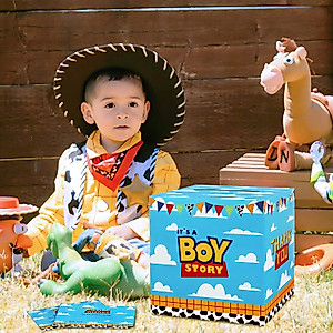 Heboland Cartoon Toy Baby Shower Decorations Diaper Raffle Box with 50 Tickets Cards,It's A Boy Story Baby Shower Theme Game