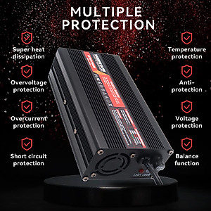 WAOUKS 50.4V 6A Charger 50.4V Lithium Battery Charger 44.4V Charger with Cooling Fan Aluminum Case Used for 12S 44.4V Lithium Battery Output XT60 Male Connector