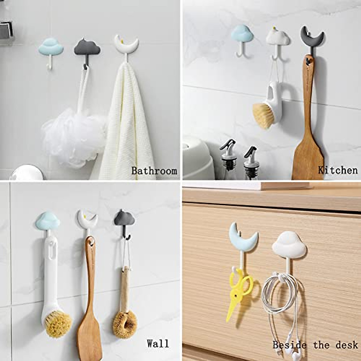 DHDestined Fateful 3 Pcs Adhesive Silicone Stick on Hooks, Multi-Purpose Damage Free Hanging Hooks, Silicone Decoration Hook, Functional Utility Hooks for Kitchen Bathroom Home Office