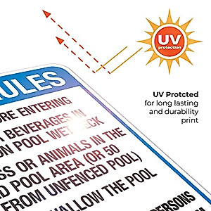 Florida Pool Rules Sign, Complies With State Of Florida Pool Safety Code, (SI-62042) 18x24 Inches, 55 mil thick HDPE (high density polyethylene), Fade Resistant, Made in USA by Sigo Signs