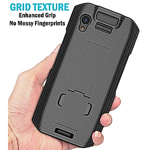 Case with Stand for Zebra TC21 TC26 Mobile Computer Scanner, Nakedcellphone Textured Slim Hard Shell Protector Cover with Kickstand - Black