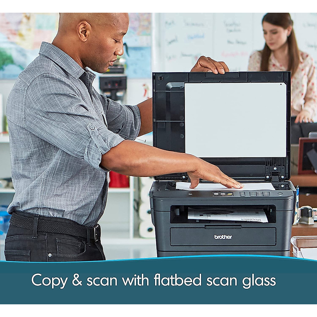 Brother L-2395DW Series Compact Monochrome All-in-One Laser Printer I Print Scan Copy I 2.7" Color LCD I Wireless | Mobile Printing I Auto 2-Sided Printing I 36 ppm + Printer Cable