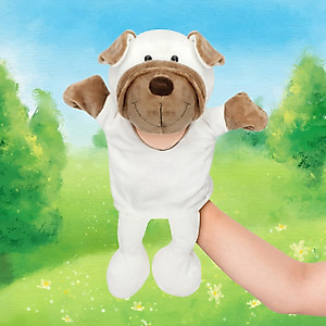 Easfan Puppy Hand Puppet Soft Animal Plush Toy with Movable Mouth Interactive Storytelling Cute Dog Toys Creativity and Imagination Christmas Birthday Gifts for Toddlers Kids,12.5''
