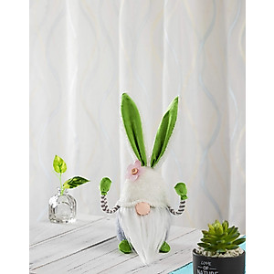 Funoasis Easter Bunny Gnome Spring Gnomes Easter Holiday Home Decoration Gnome Plush Handmade Rabbit Gifts Swedish Tomte Elf (Green Bunny, 13 Inches)