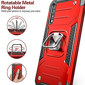 IDYStar Galaxy A50 Case with Screen Protector, Galaxy A30S Case, Shockproof Drop Test Cover with Car Mount Kickstand Lightweight Protective Cover for Samsung Galaxy A50/A30S/A50S, Red